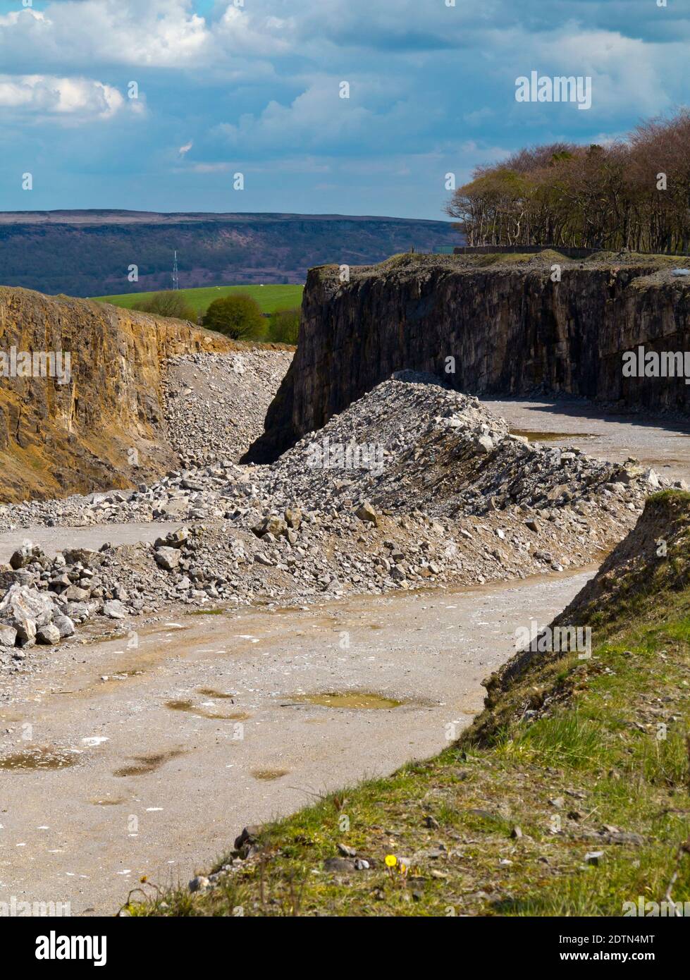 Old quarry workings at Longstone Edge in the Peak District National ...