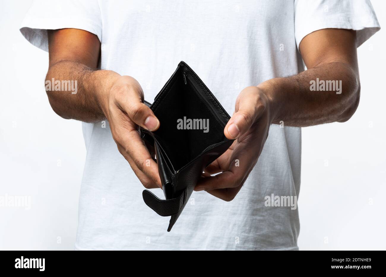 Unrecognizable Black Man Showing Empty Wallet Standing Over White ...