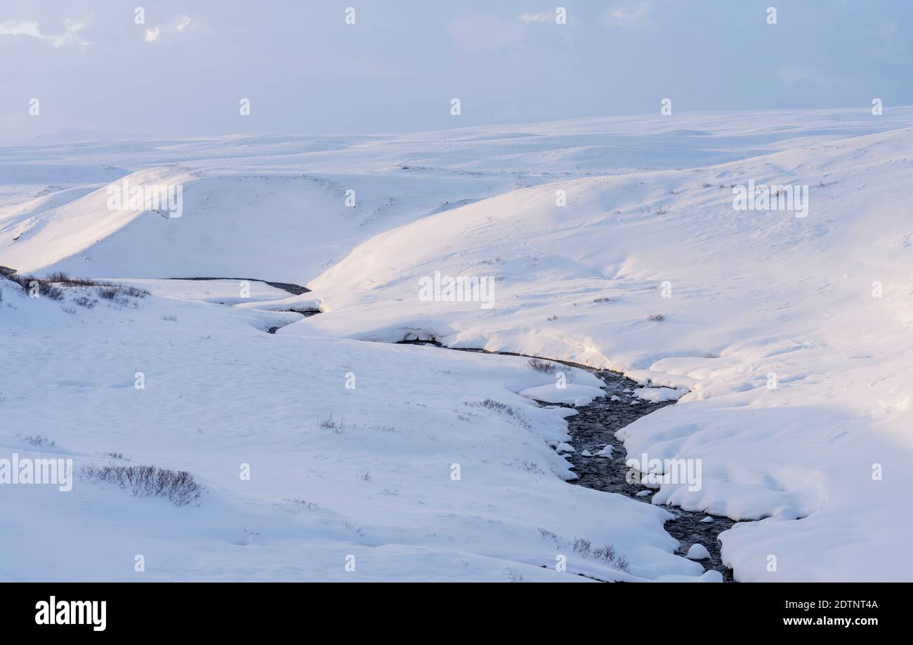 Mountains of Iceland during winter near Laugarvatn. Europe, Northern ...
