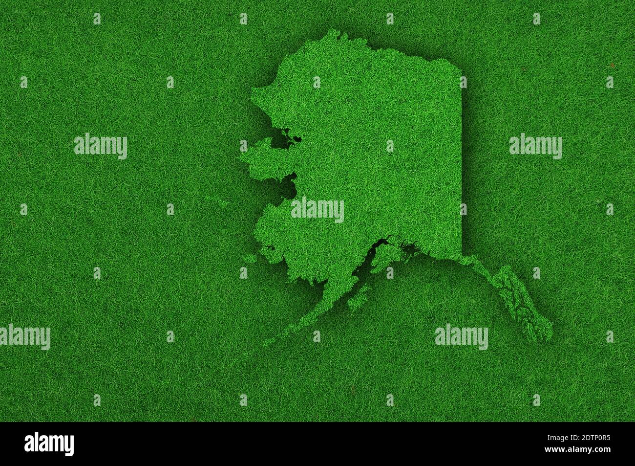 Map of Alaska on green felt Stock Photo - Alamy