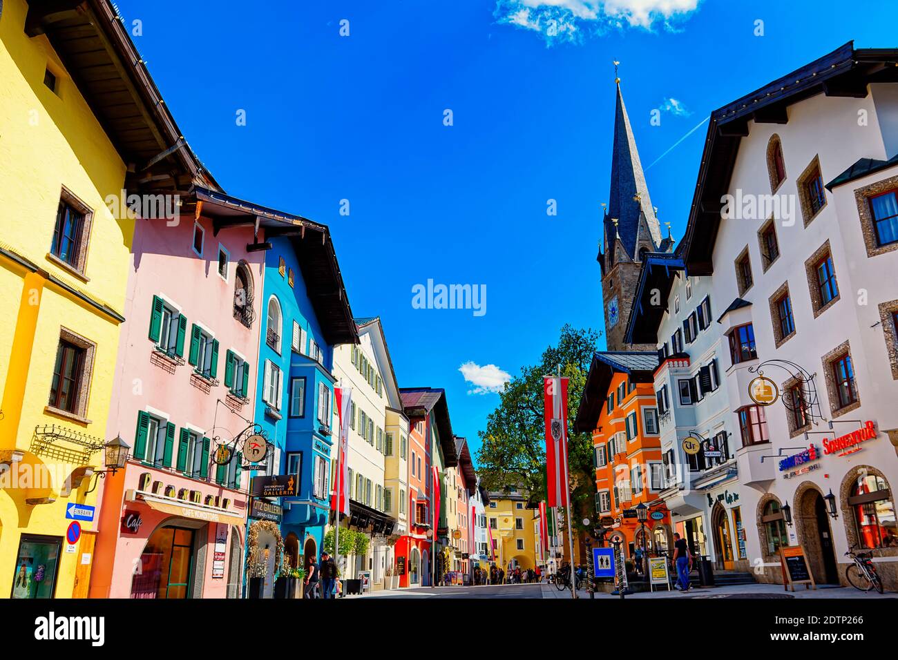 Medieval town of Kitzbuhel situated in the Austrian Alps, center of ...