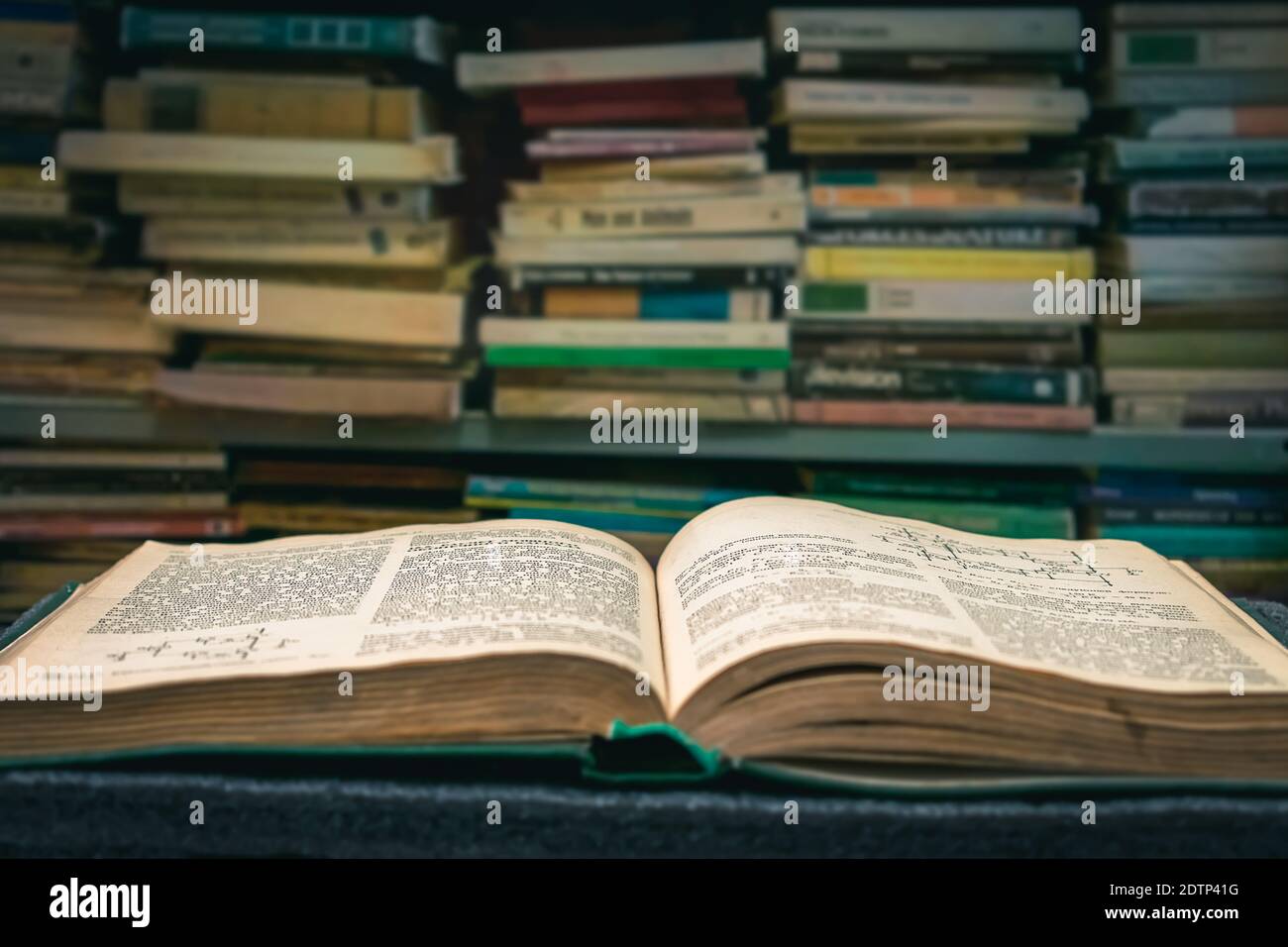 An old open book in the library. Teaching nonfiction at school Stock ...