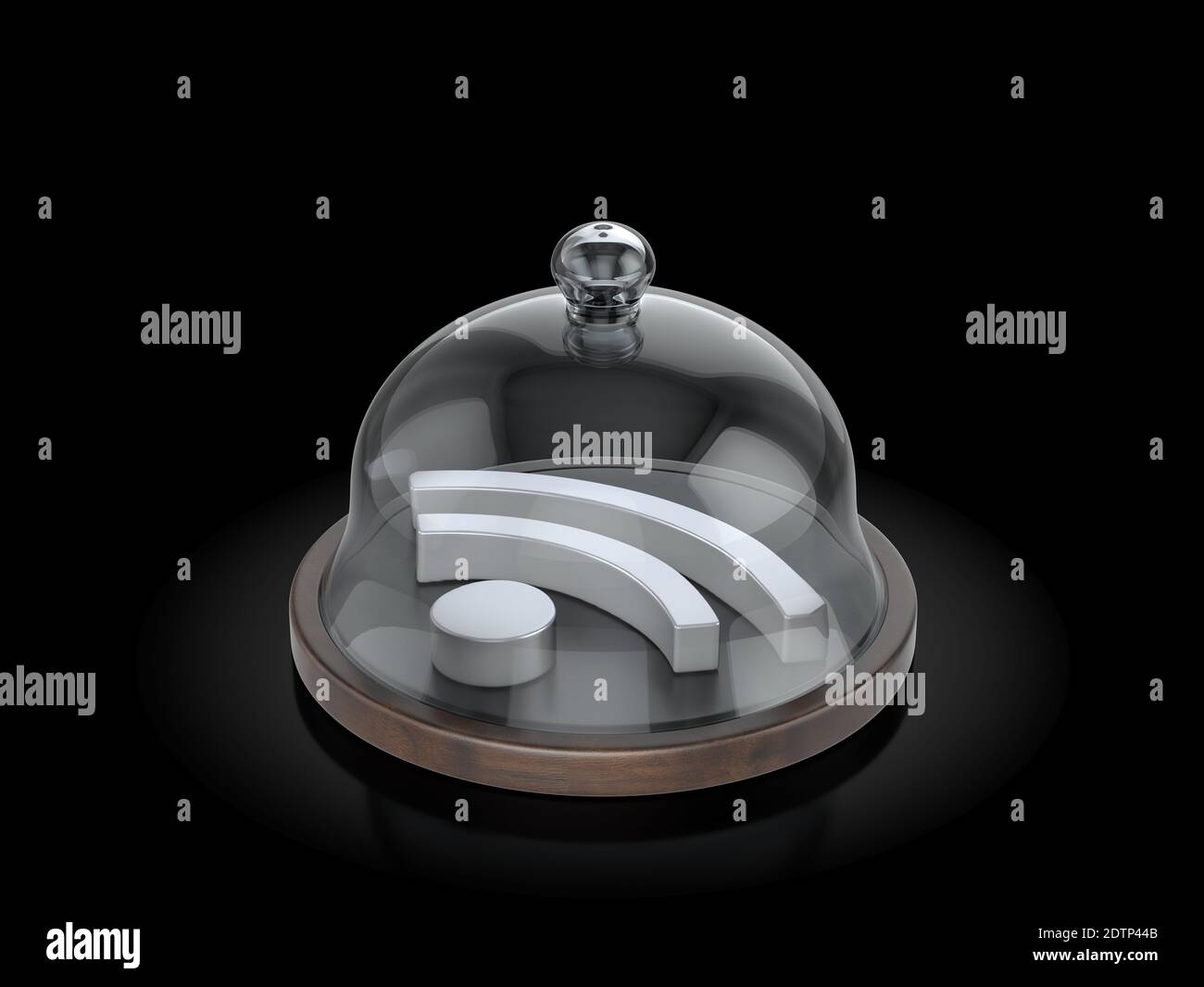 RSS symbol under the dome on a black background. Vector illustration ...