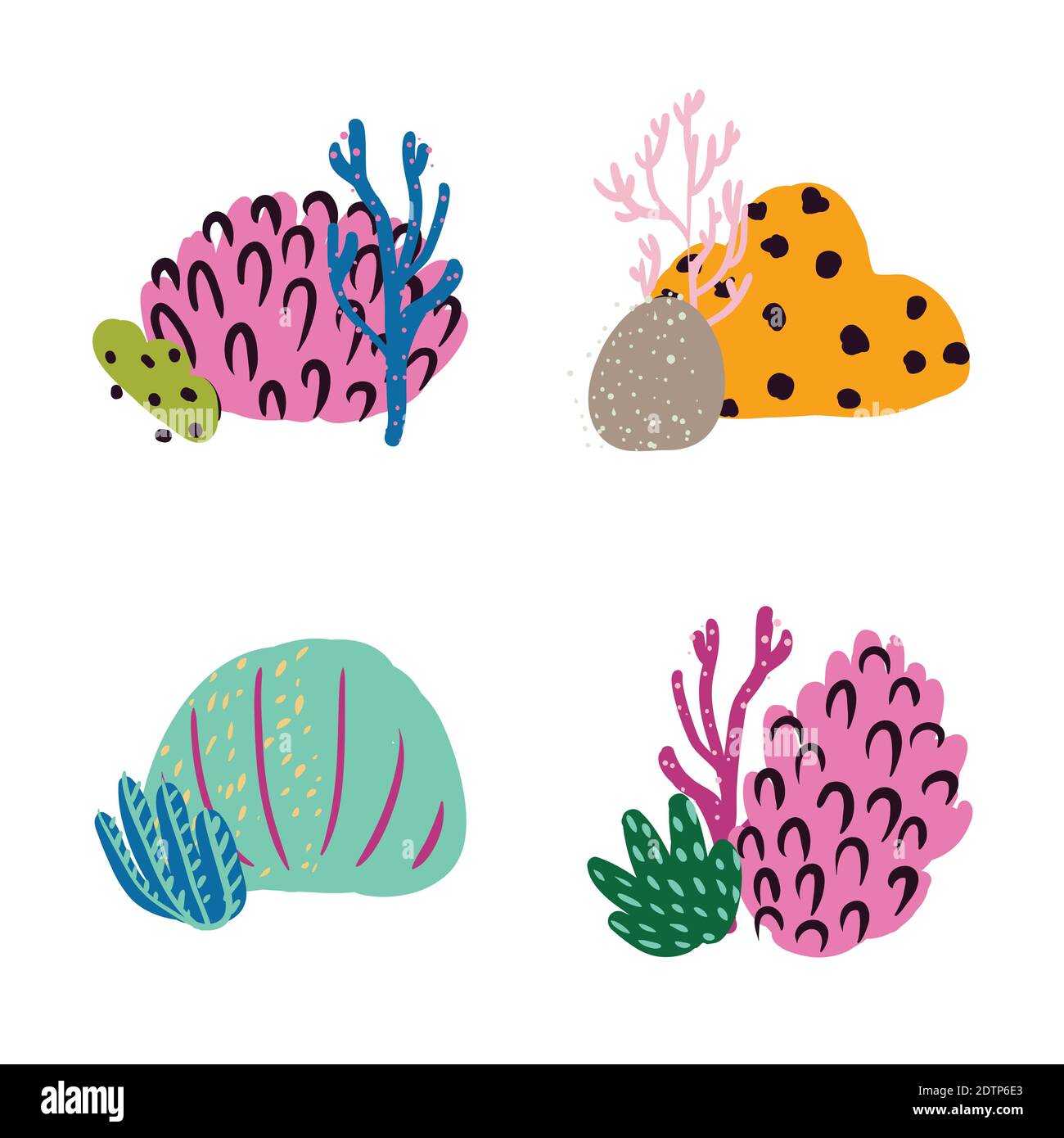 Set of colorful underwater design elements. Vector illustration Stock ...