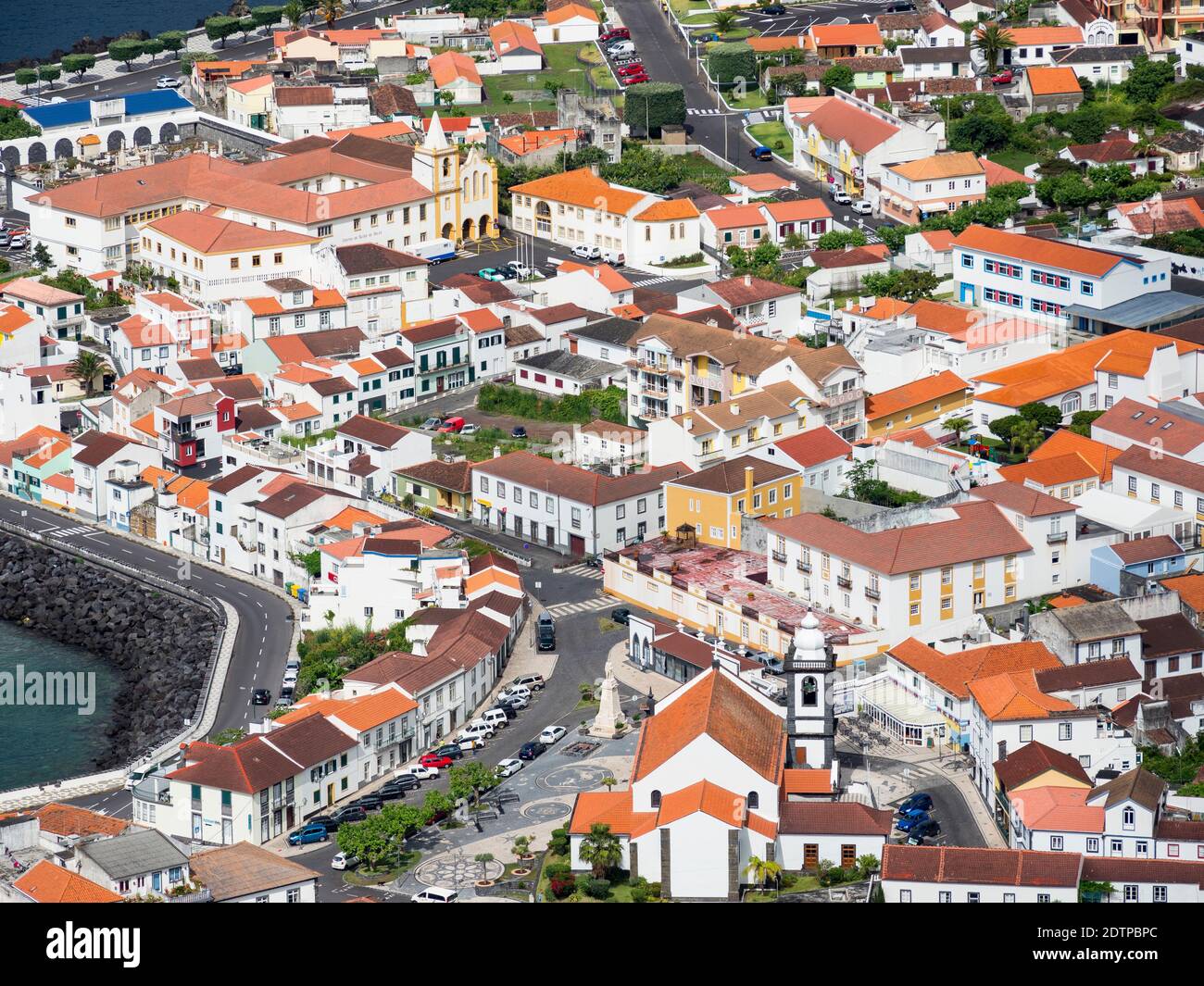 Velas, the main town on the island. Sao Jorge Island, an island in the ...