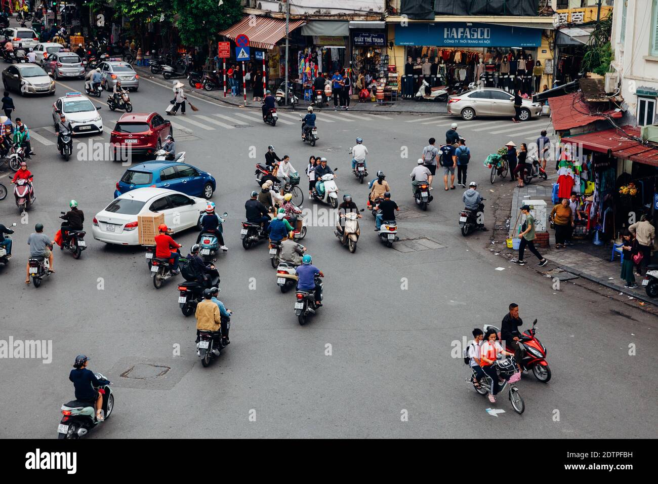 Hanoi, Vietnam - October 16, 2018: View of a famous chaotic traffic at ...