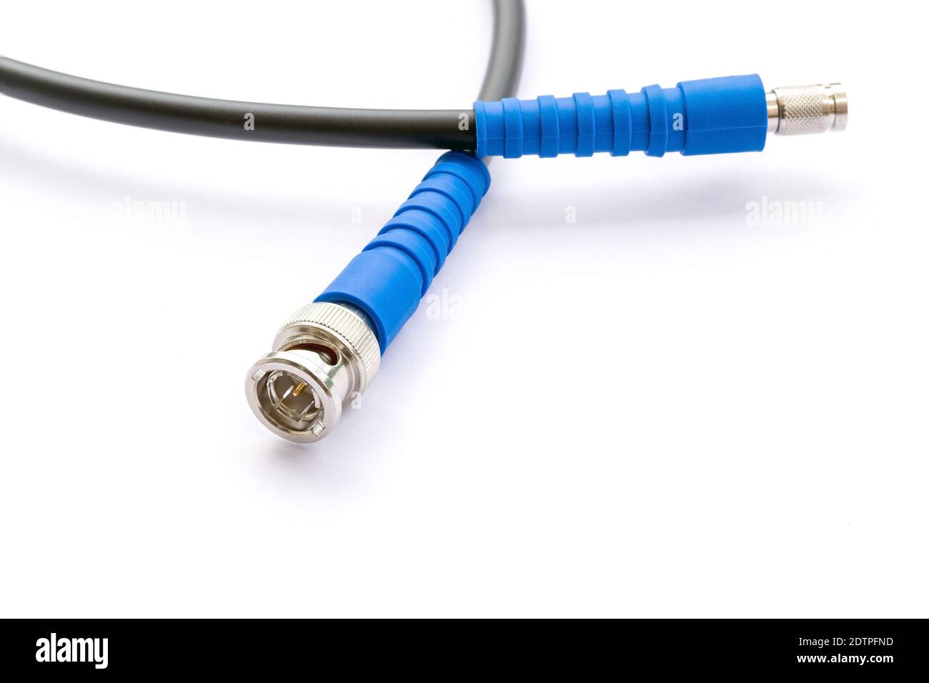 BNC connector jack with cable for video signal isolated on white ...