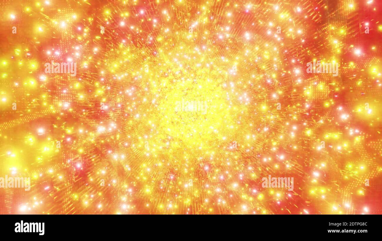 Orange science fiction space galaxy particles 3d illustration ...