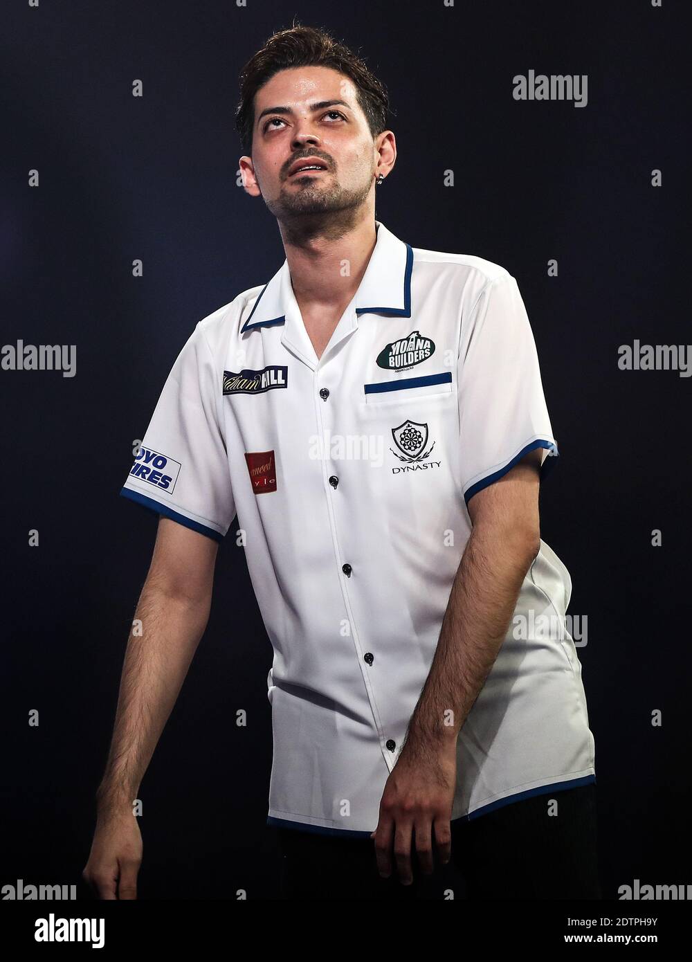 Edward Foulkes looks to the sky after missing a double during day eight ...