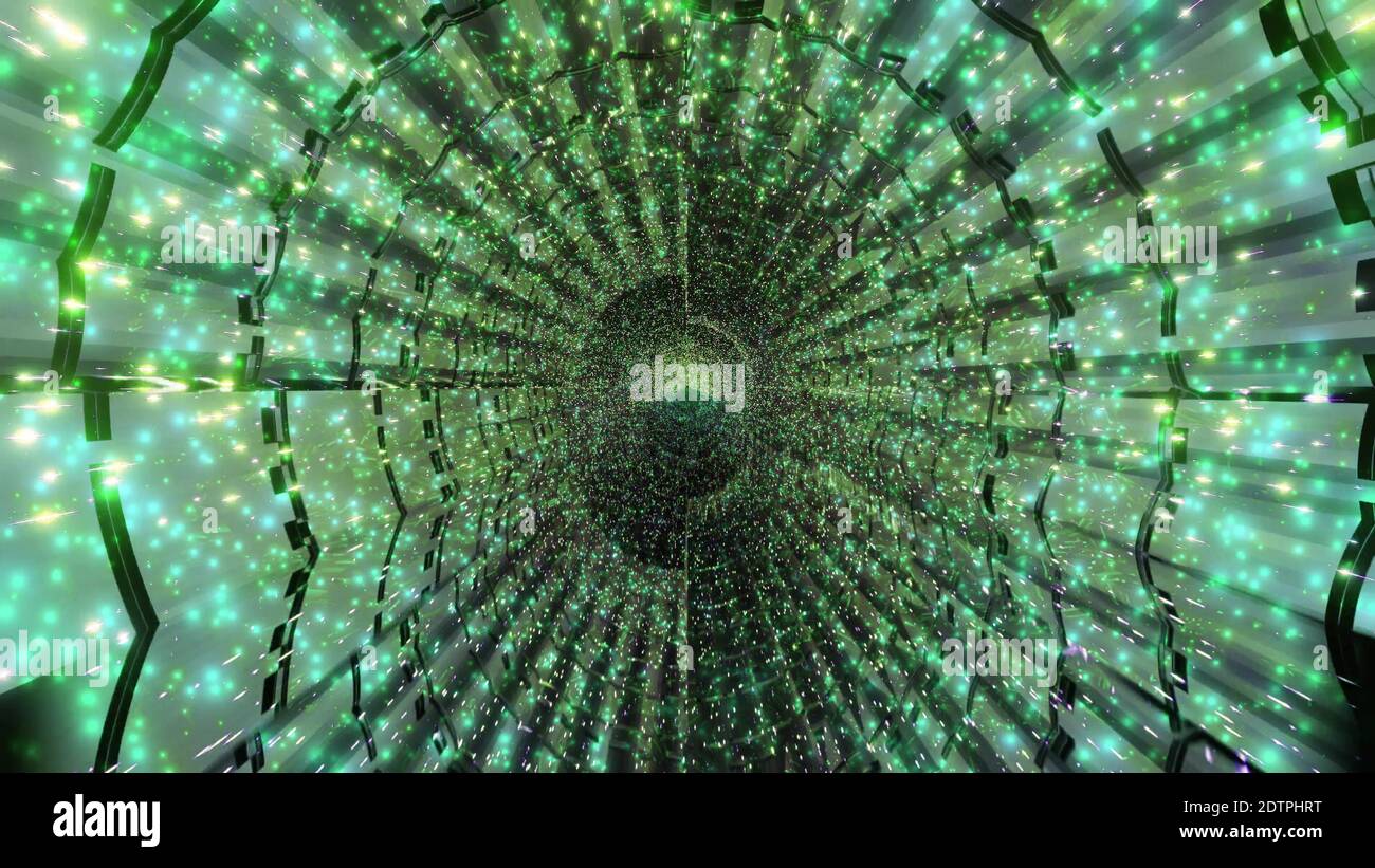 Green particles star magic tunnel 3d illustration background wallpaper ...