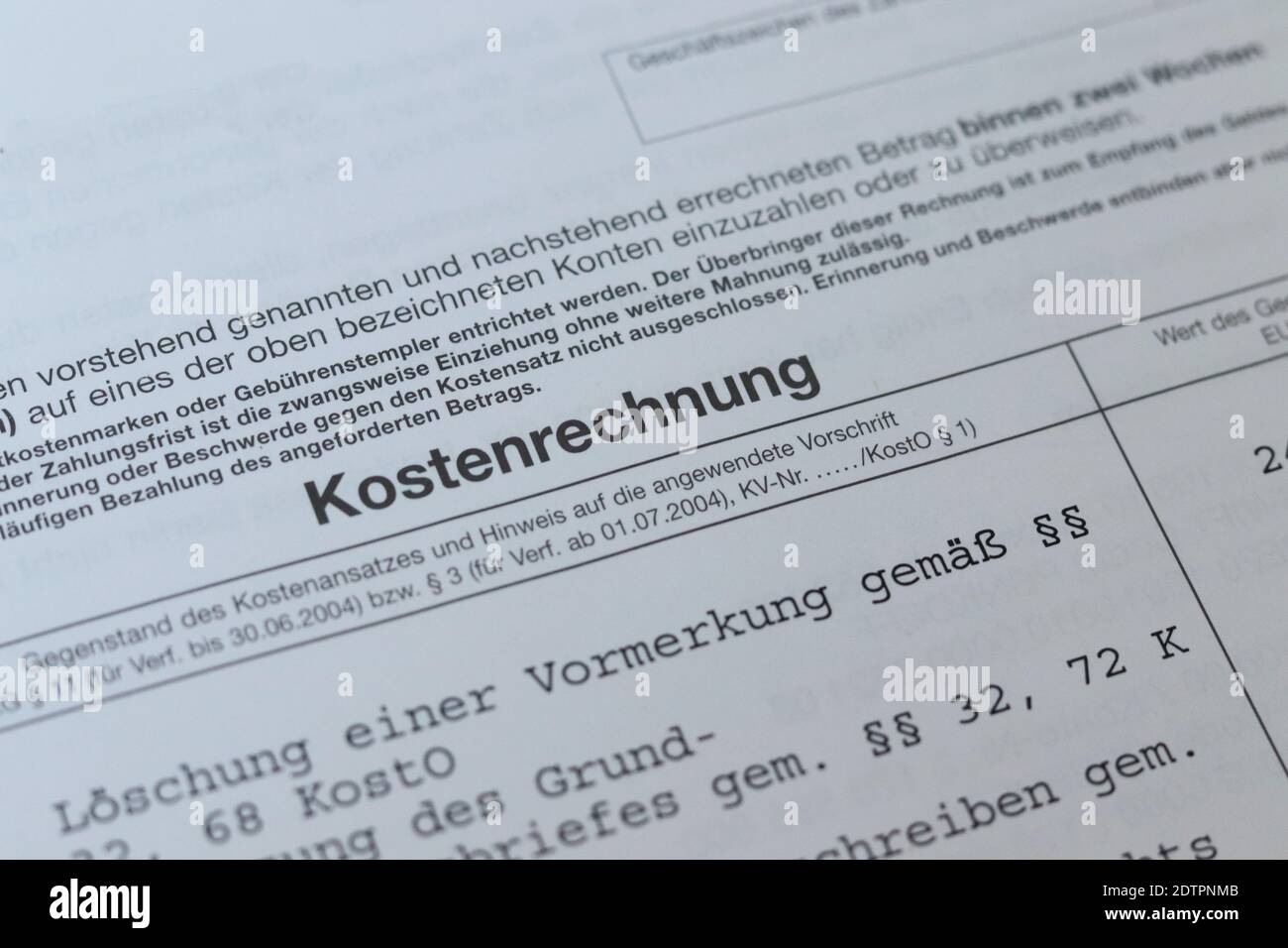 BERLIN, GERMANY - Dec 21, 2020: detail of a cost calculation for an ...