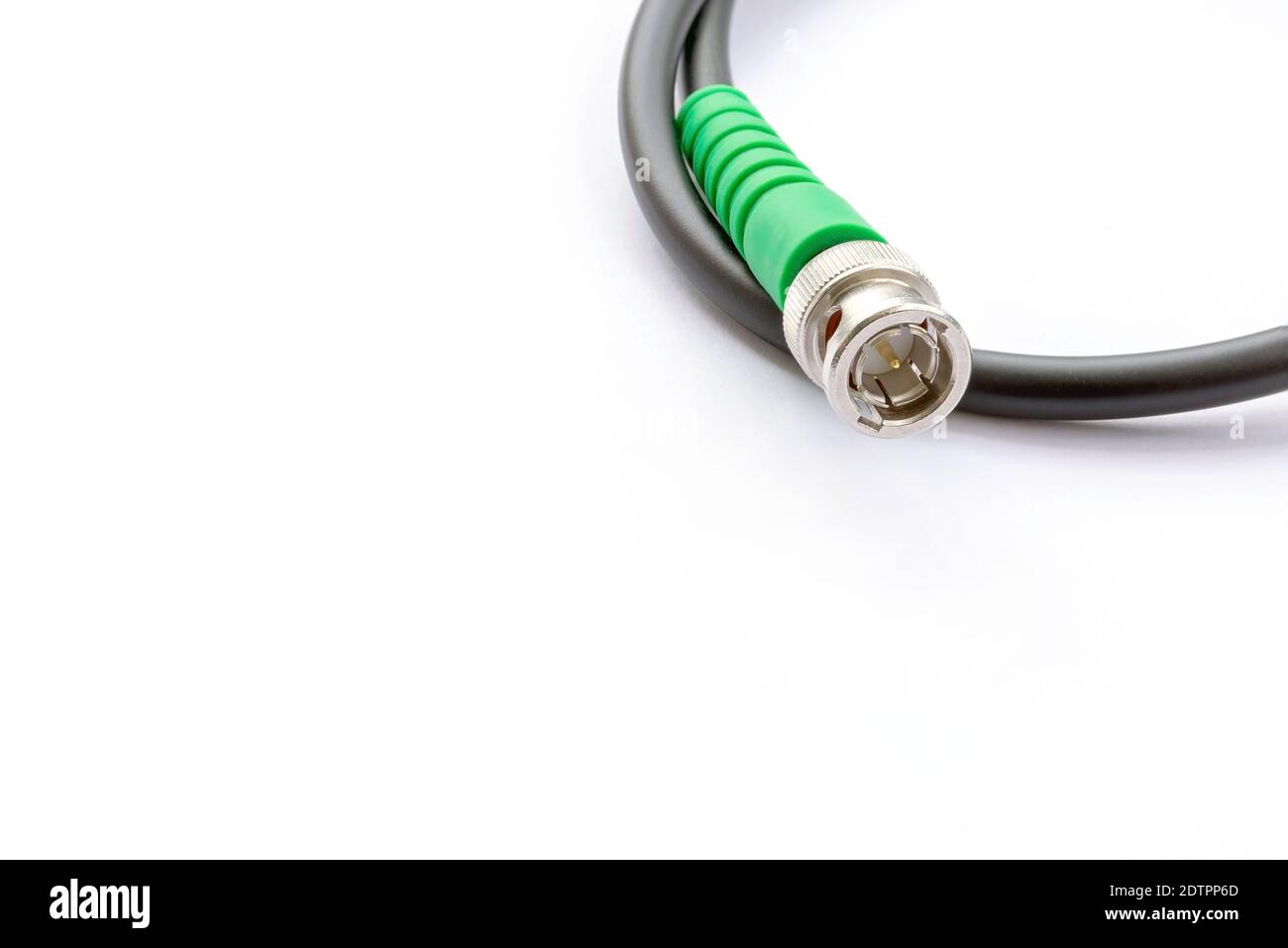 BNC connector jack with cable for video signal isolated on white ...