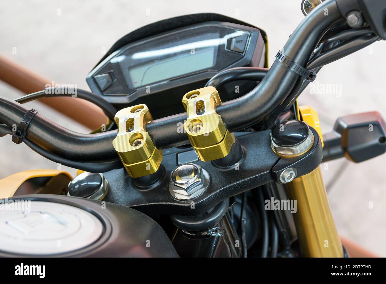 Closeup at the locking handle of the motorcycle Stock Photo - Alamy