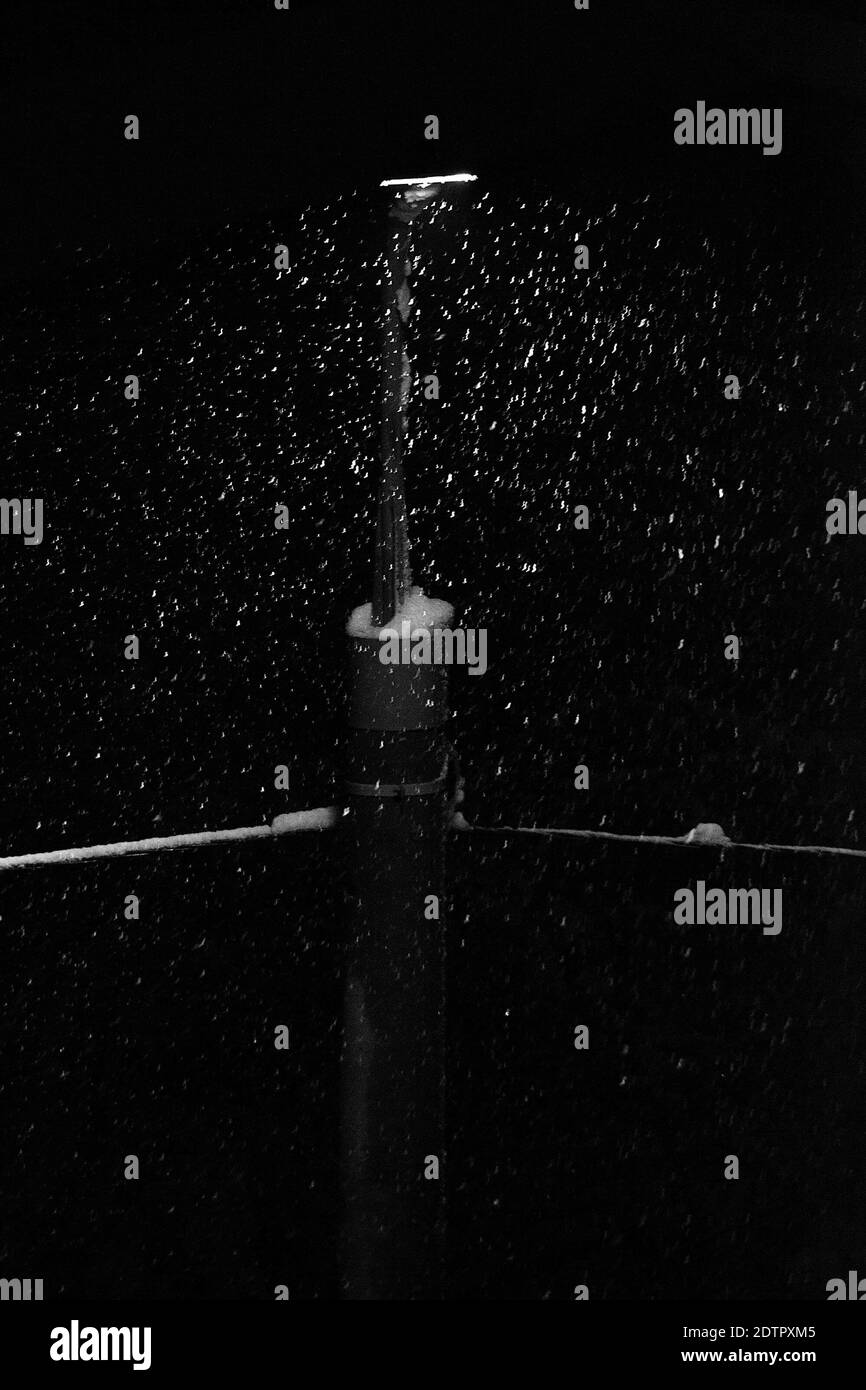 Snow falling night snowflakes isolated Black and White Stock Photos ...