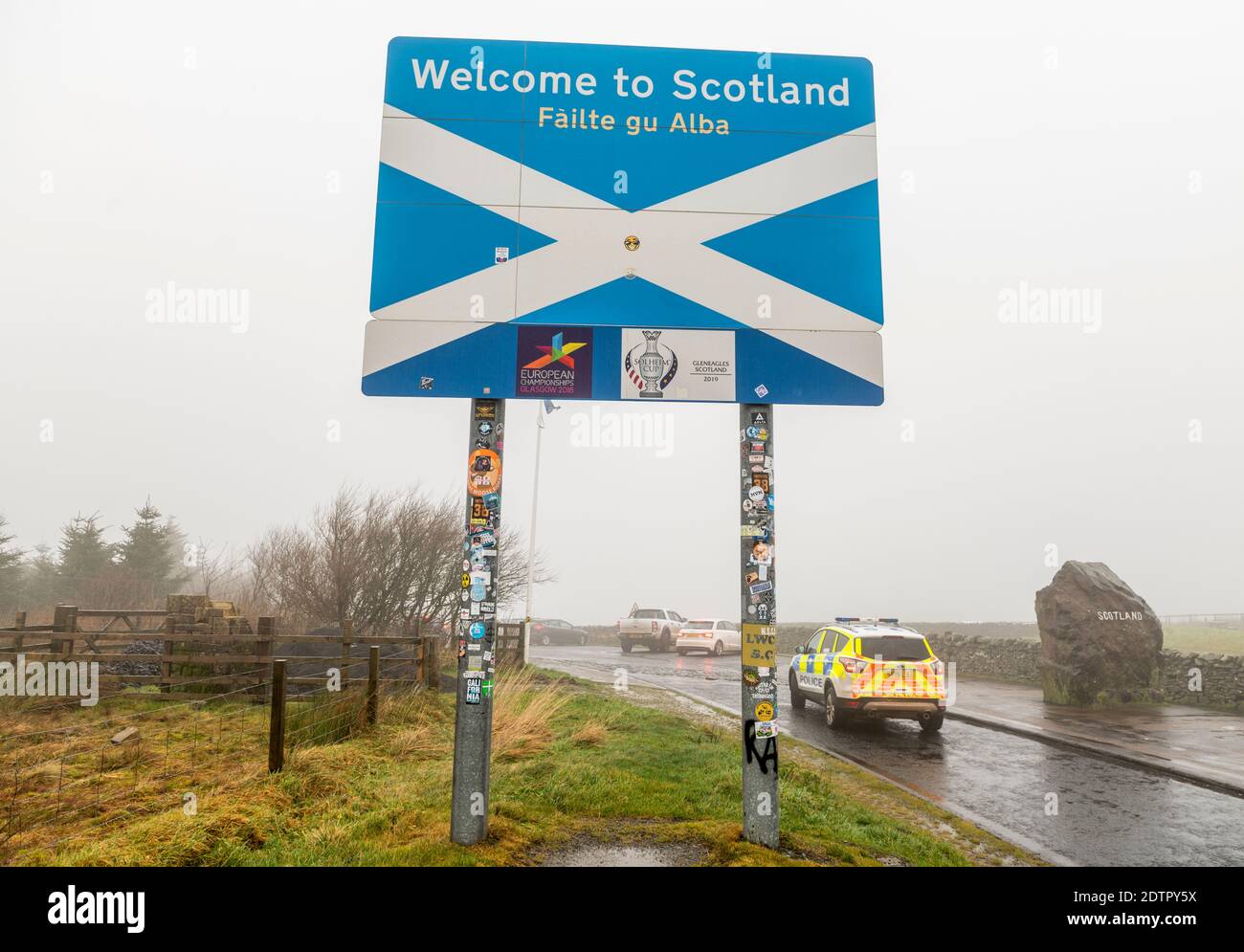 Carter Bar, UK. 21st Dec, 2020. England Border crossing, Scottish ...