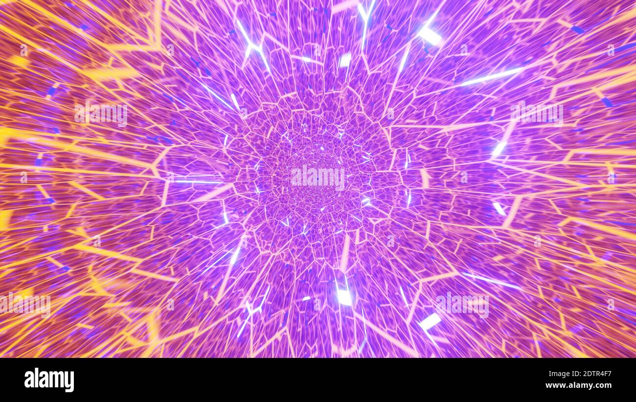 Abstract orange blue glowing neon nexus 3d illustration background ...
