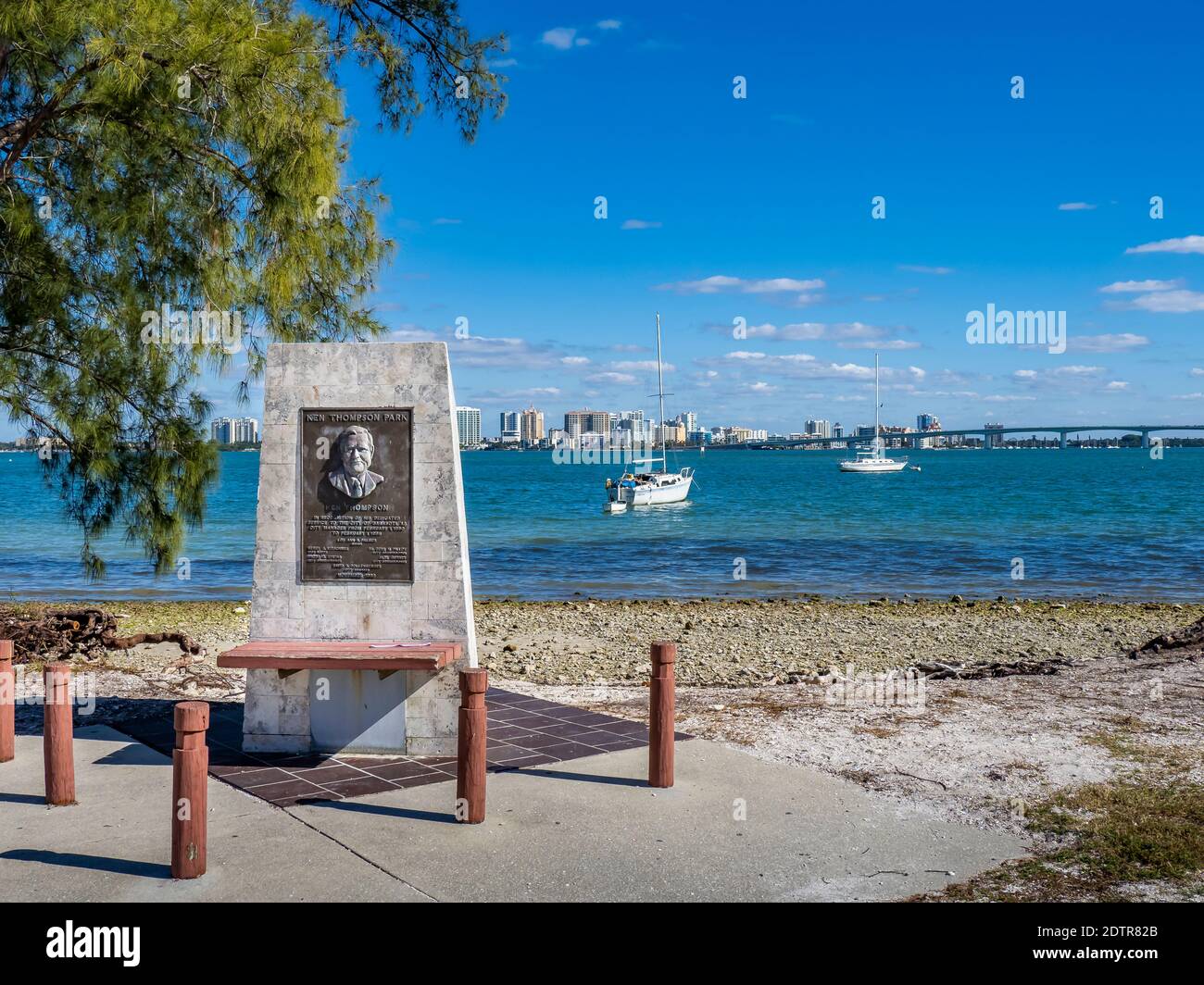Monument to Ken Thompson in Ken Thompson Park on Lido key in Sarasota ...