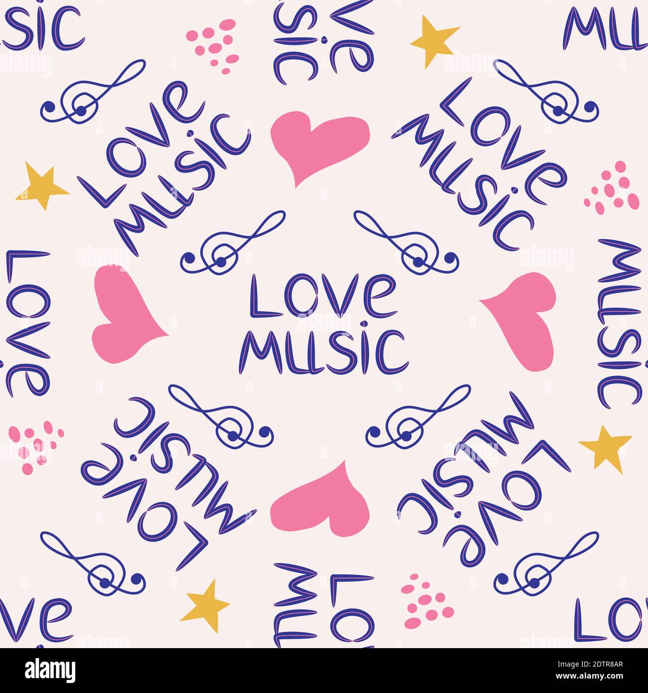 Love music seamless pattern with country guitar, music notes, treble ...