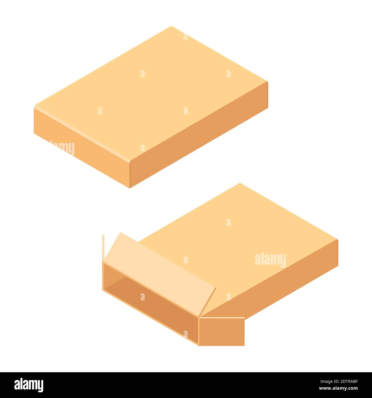 Empty open and closed cardboard box. Isolated on a white background ...