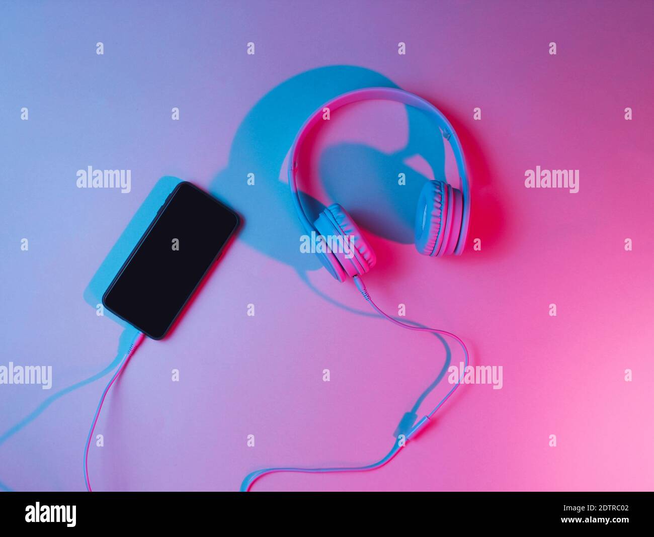 Retro wave, neon light, ultraviolet. Top view, minimalism Stock Photo ...