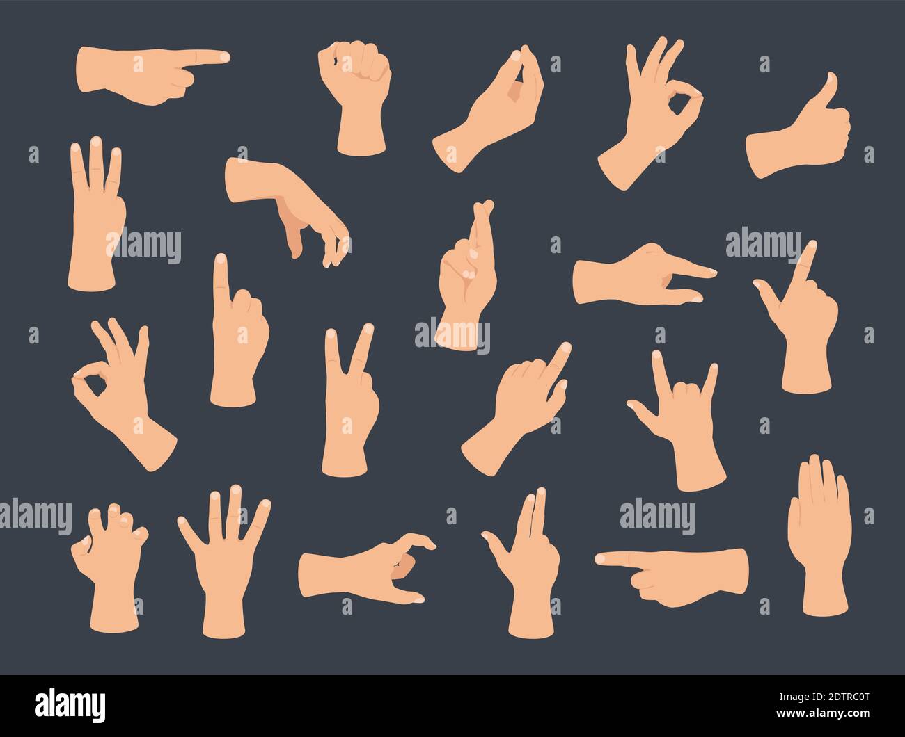 Gesturing hand set. Hand with counting gestures sign. Interactive communication set Stock Vector ...
