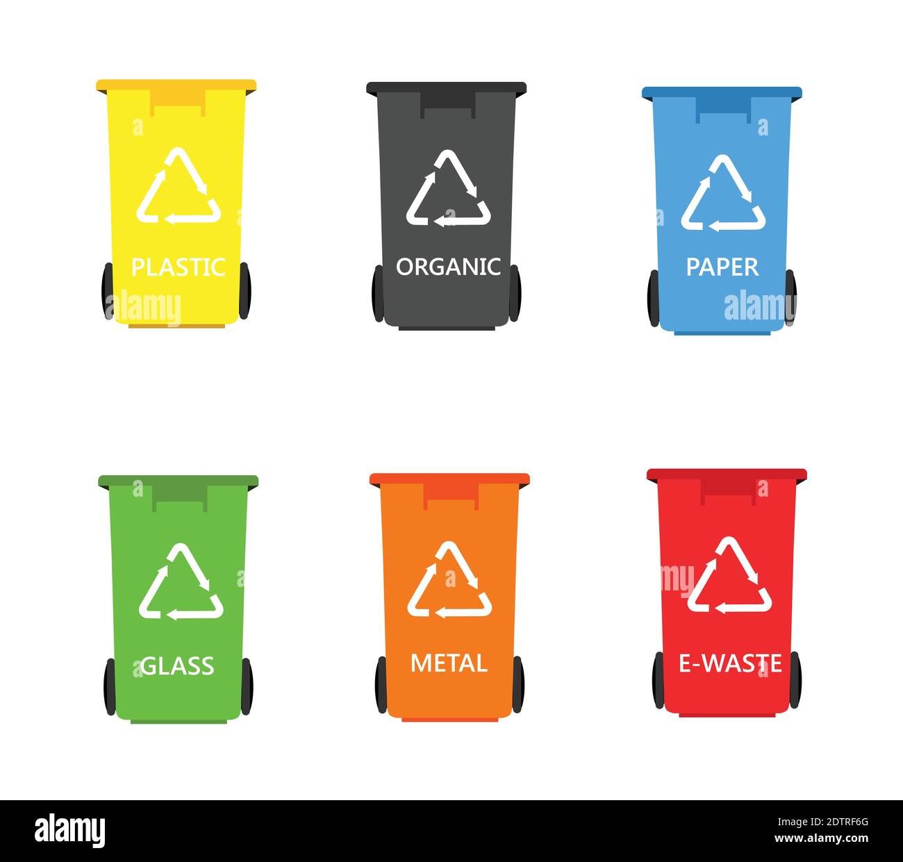 Garbage cans for sorted garbage vector icons. Recycling garbage ...