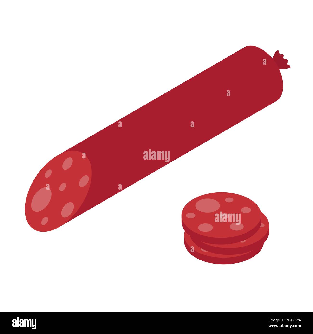 Sliced salami smoked sausage isolated on white background. Isometric view. Vector Stock Vector ...