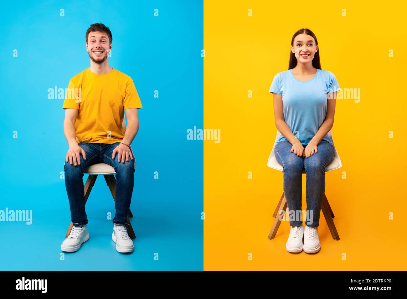 Two people sit on chairs hi-res stock photography and images - Alamy