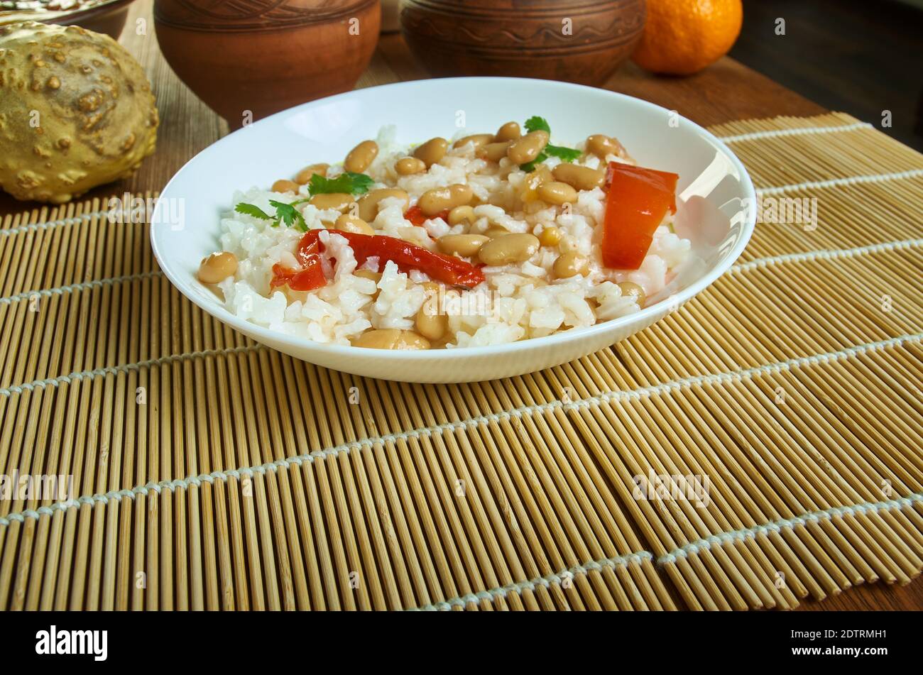 Risotto Pavese made with fresh cranberry beans from the Lombardy region ...