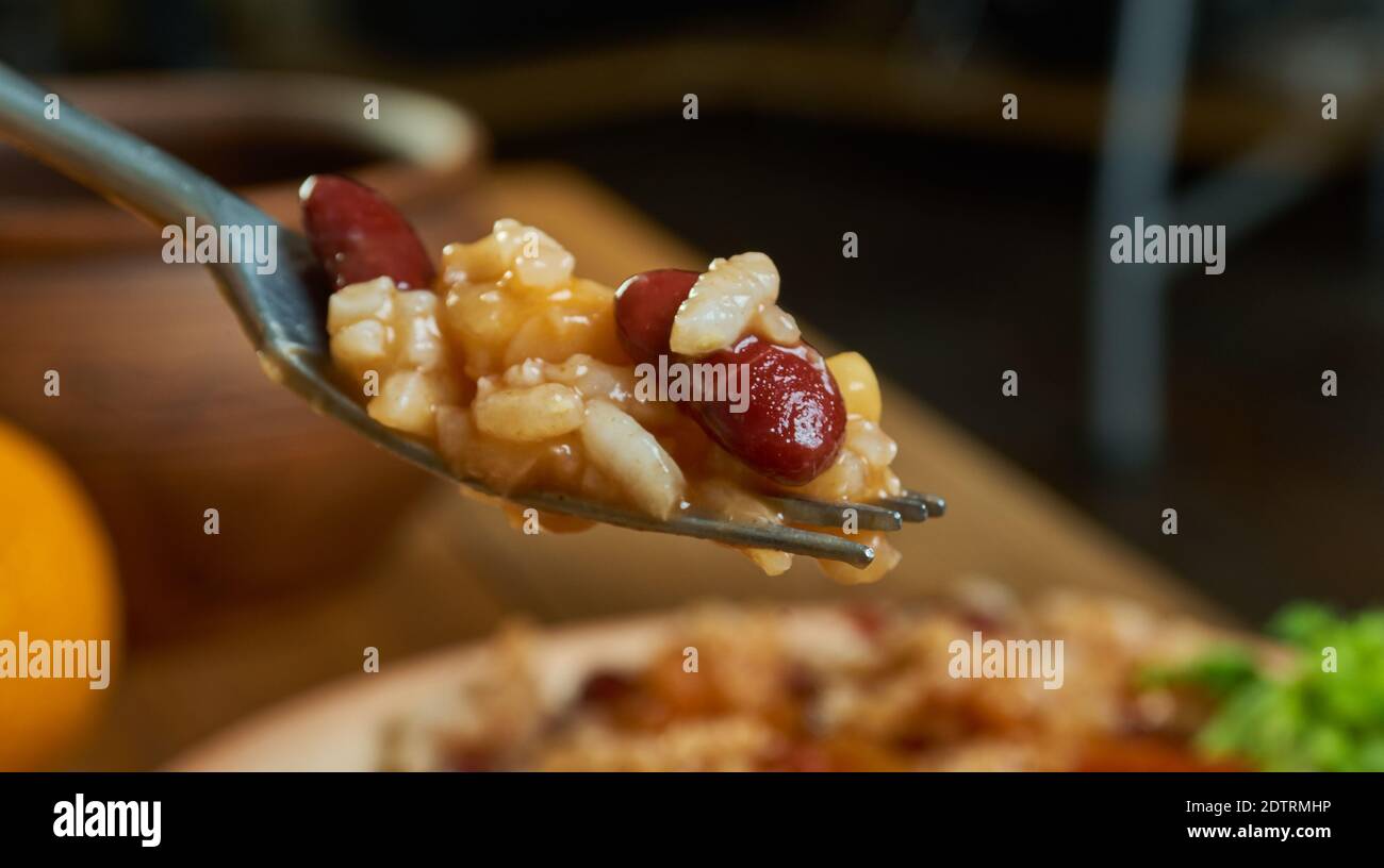Moro - Dominican Red Beans and Rice close up Stock Photo - Alamy