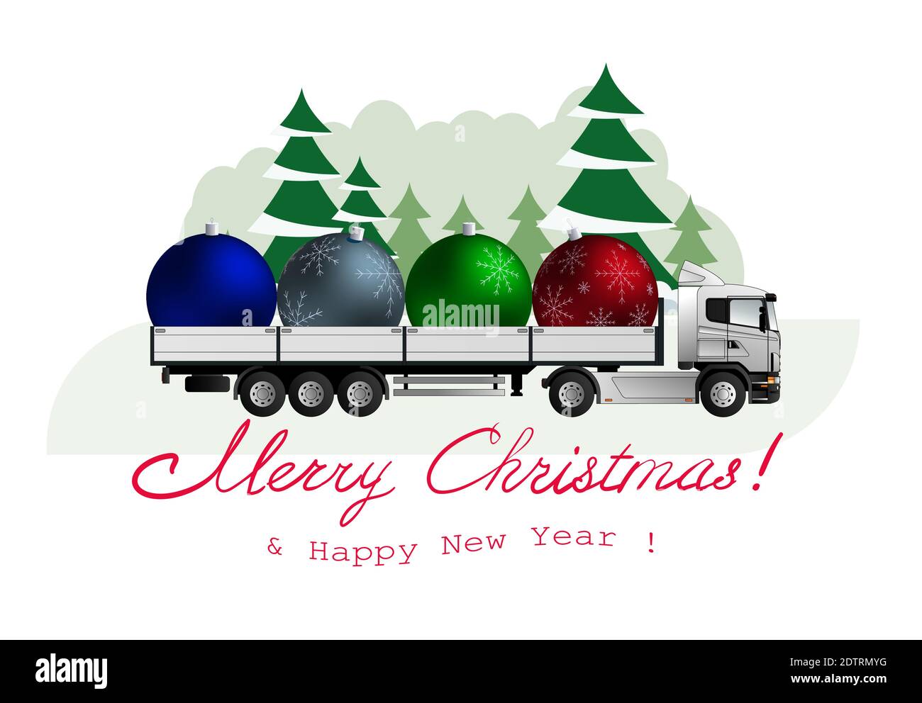 Red truck christmas tree Stock Vector Images - Alamy