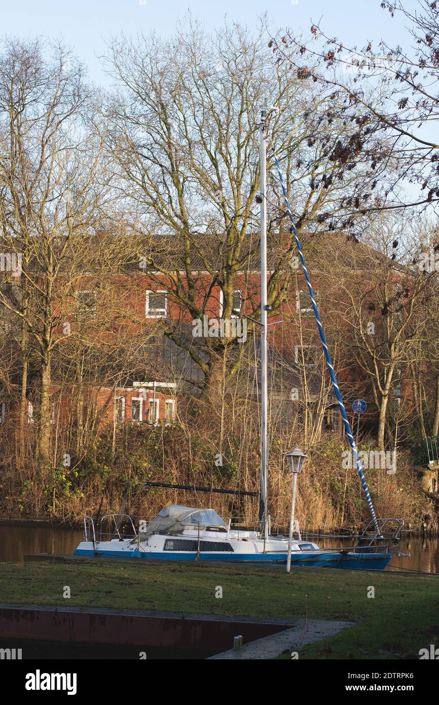 The boats in the river in Emden, Germany Stock Photo - Alamy