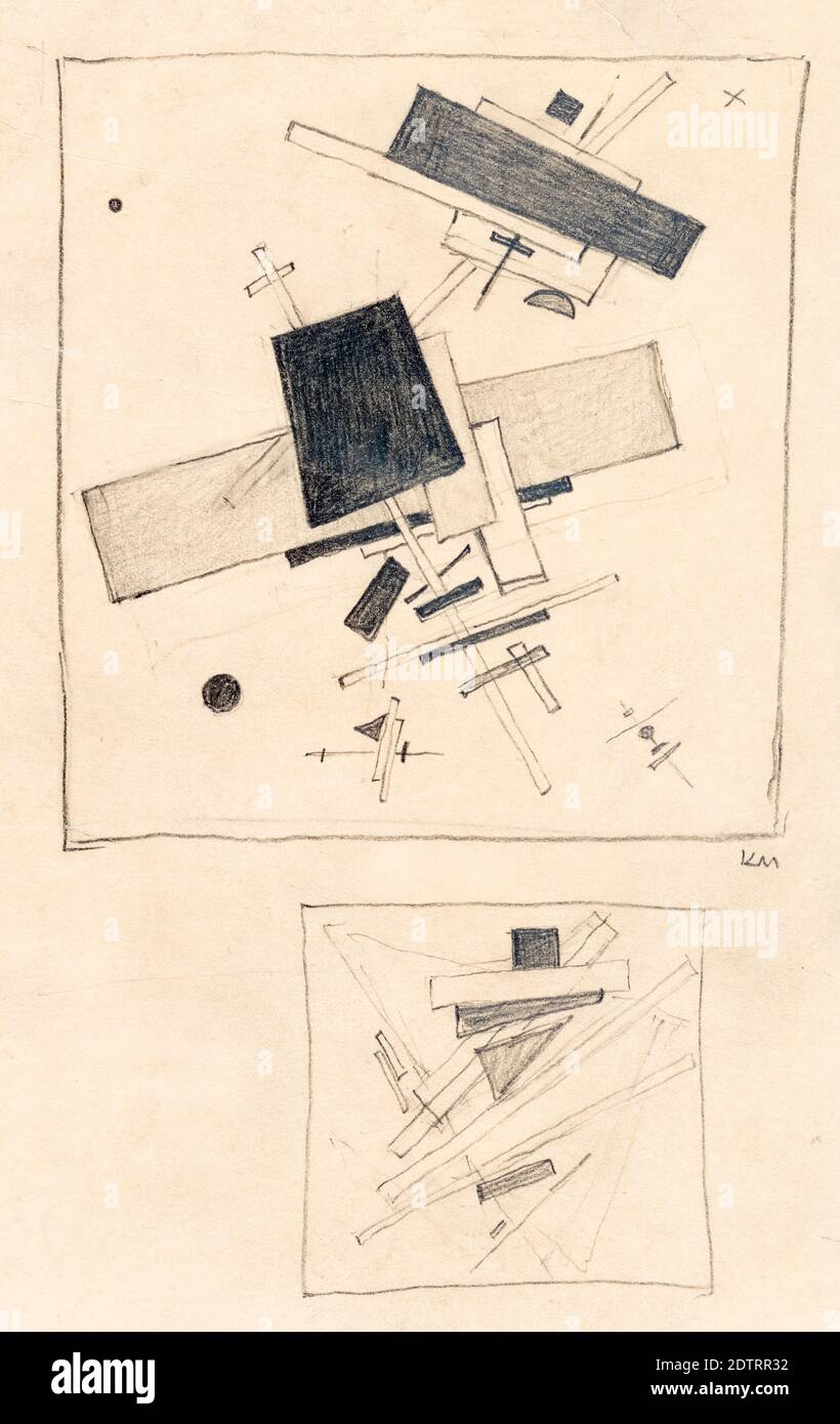Kazimir Malevich, Suprematist Composition, abstract drawing, 1915-1916 ...