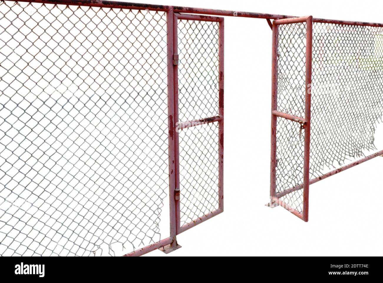 iron door wire net open isolated on white background Stock Photo - Alamy