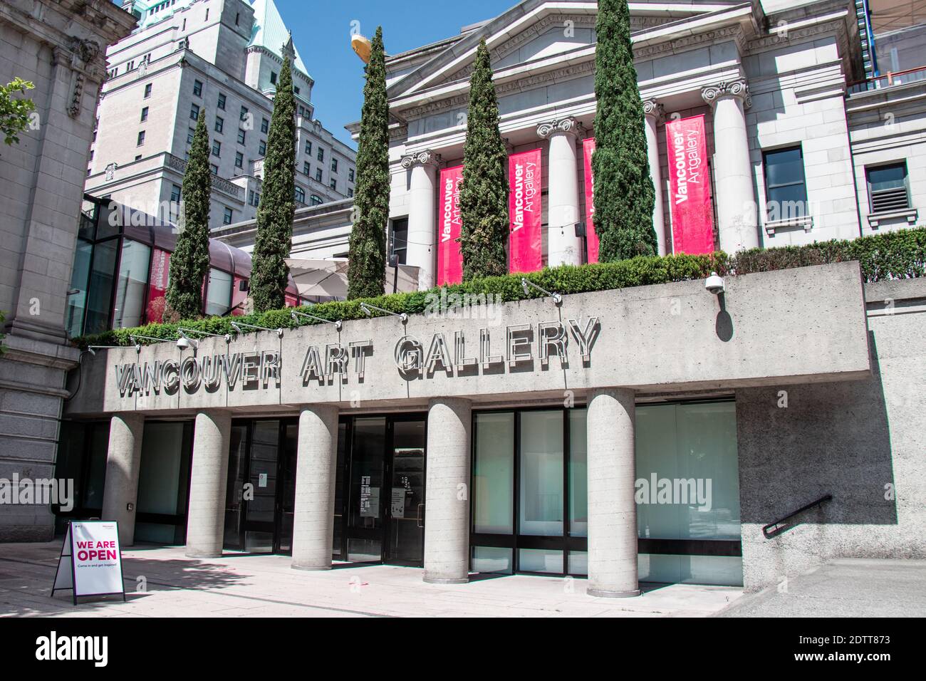 Vancouver, Canada - June 29,2020: We are open sign in front of ...