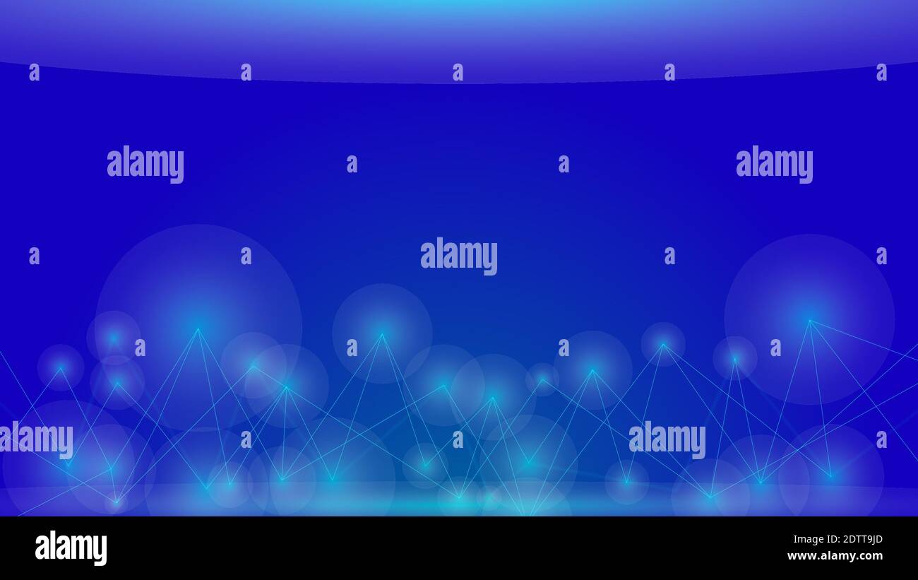Round bubbles connected with lines on blue background illustration ...