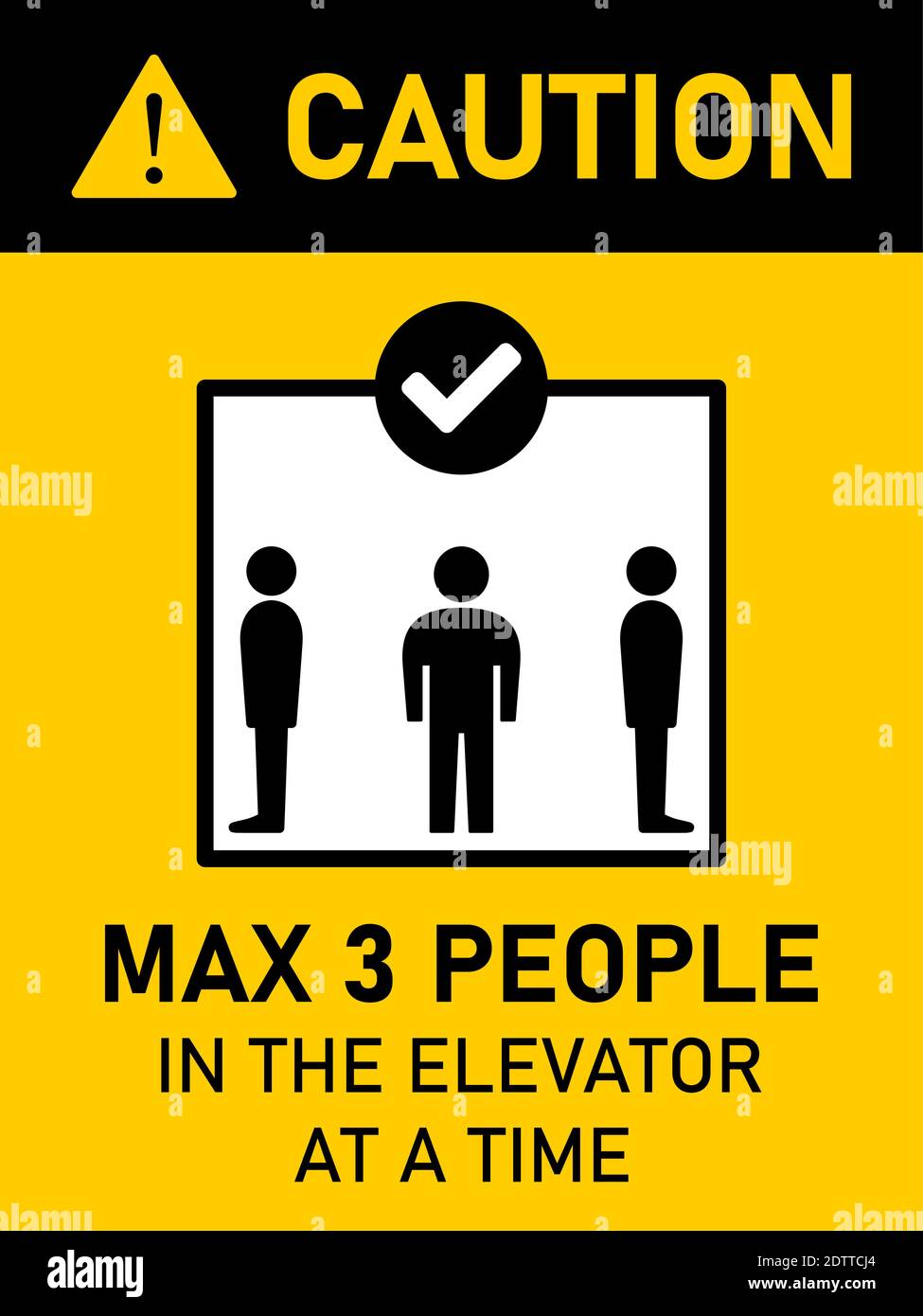 Caution Max 3 People in the Elevator at a Time Vertical Social ...
