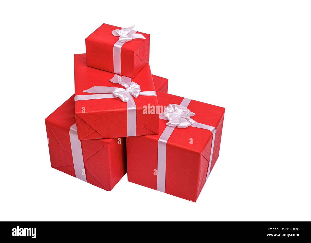 Red boxes with gifts isolated on white background Stock Photo - Alamy