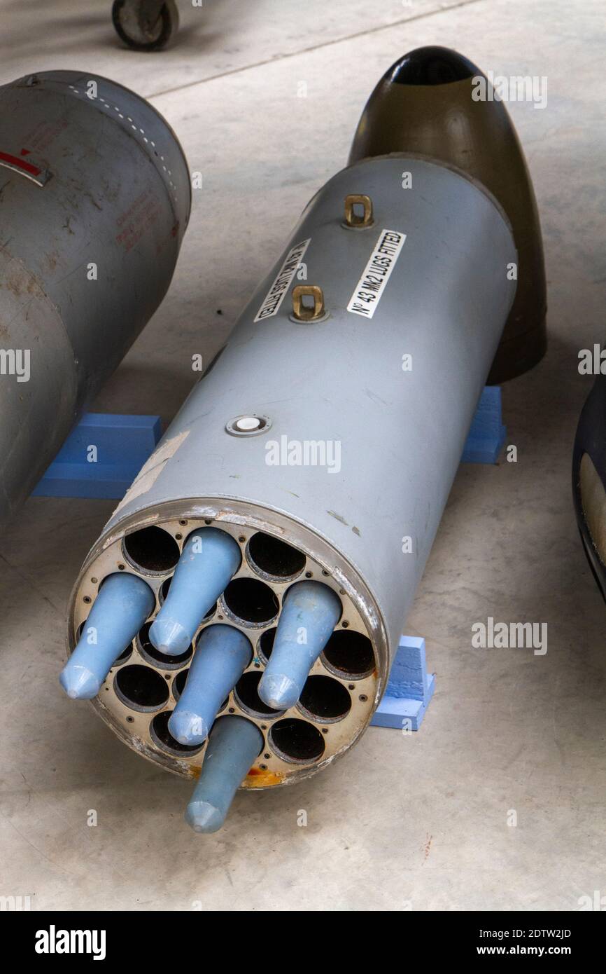 A Canadian CRV7 rocket launcher, Newark Air Museum, near Newark-on ...