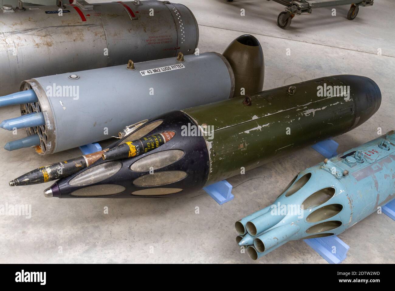 A French Matra Type 155 rocket launcher (SNEB POD), Newark Air Museum, near Newark-on-Trent ...