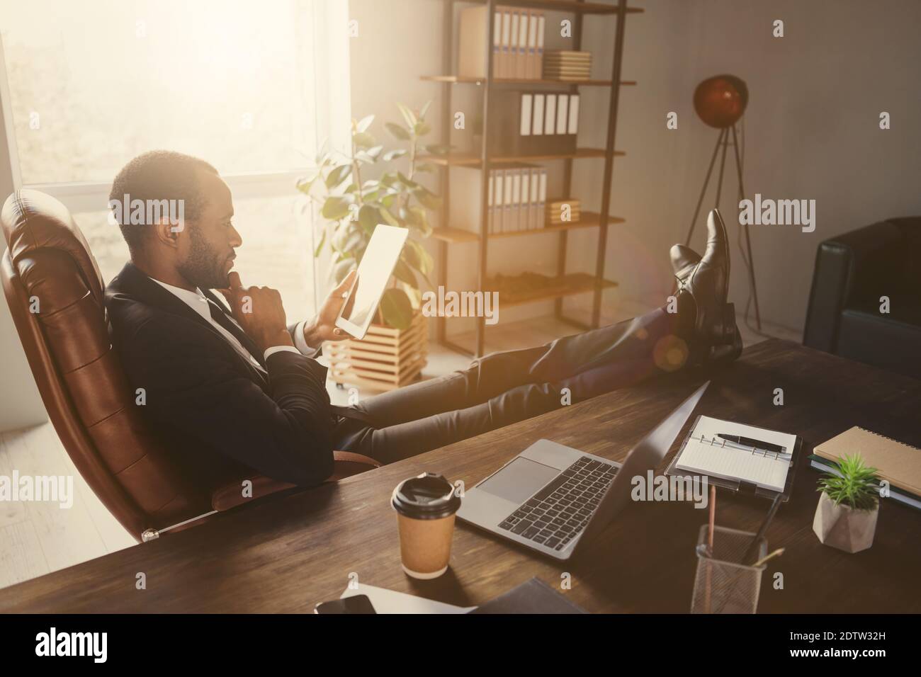 Profile side view portrait of his he nice attractive classy focused guy ...