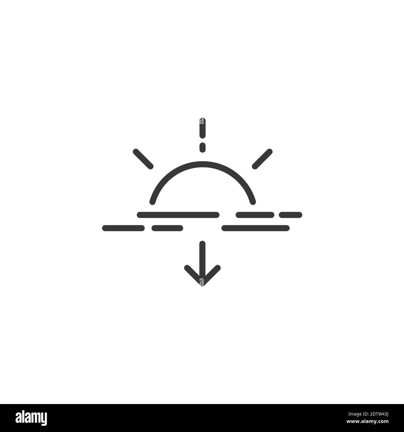 Sunset thin line icon. Isolated outline weather vector illustration ...