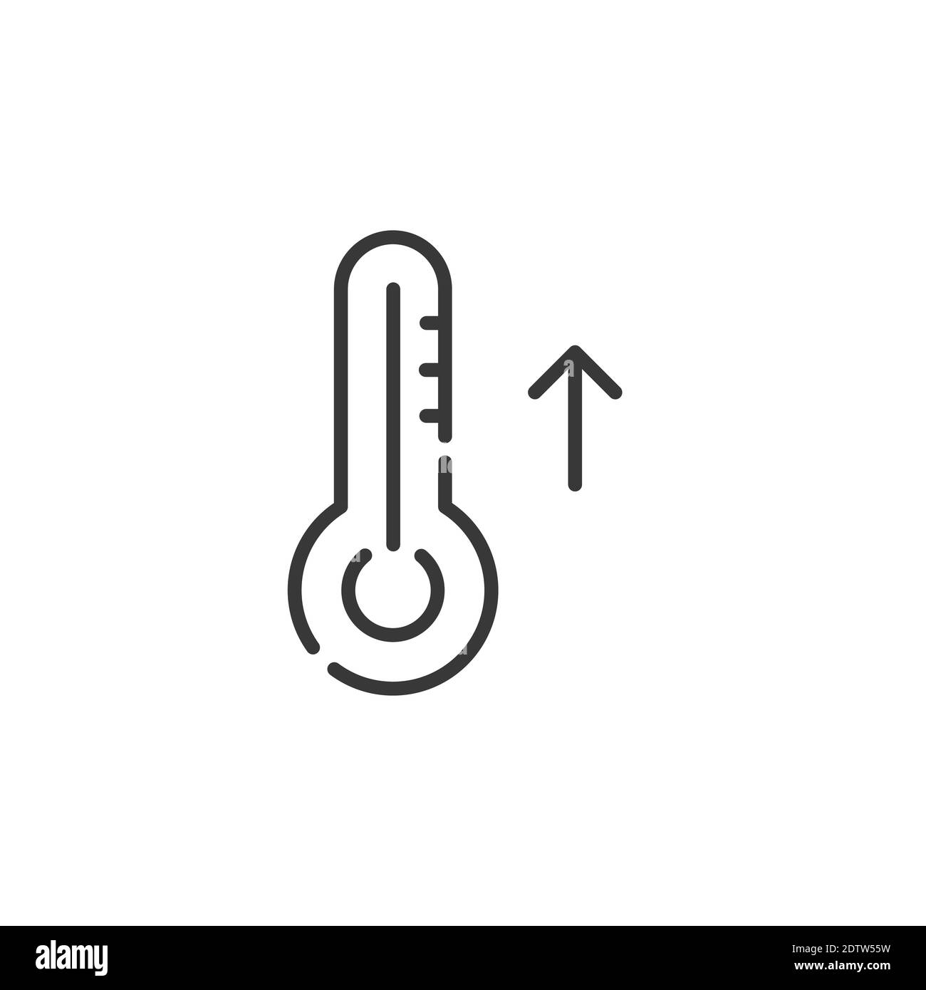 Thermometer thin line icon. Rise temperature. Isolated outline weather ...
