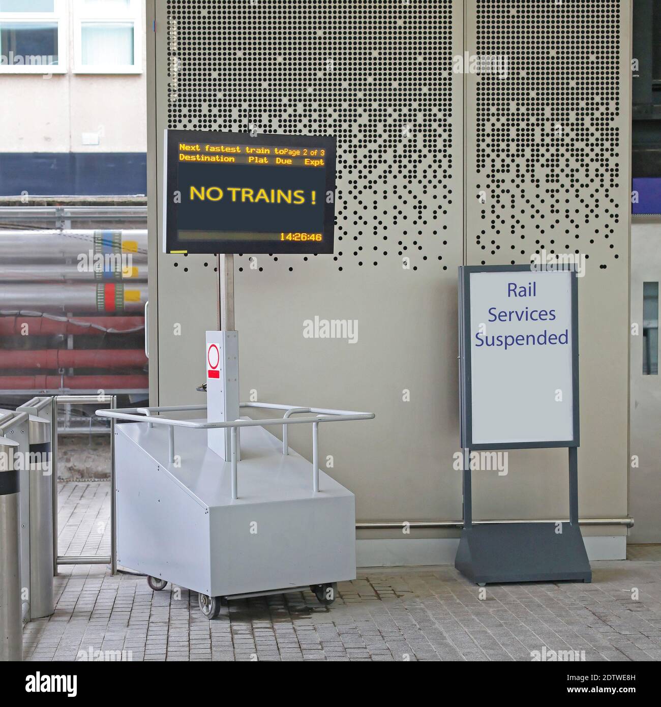 No Trains Information Movable Digital Board at Rail Station in London ...