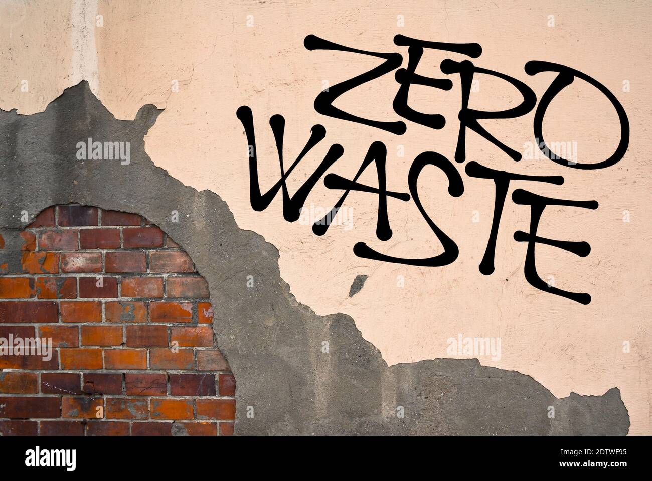 Zero waste - Handwritten graffiti sprayed on the wall, anarchist ...