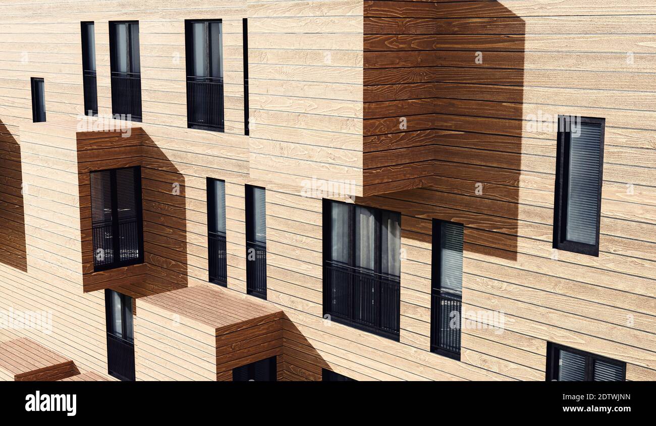 Facade Of A Modern Contemporary Wood Sided Building Stock Photo - Alamy