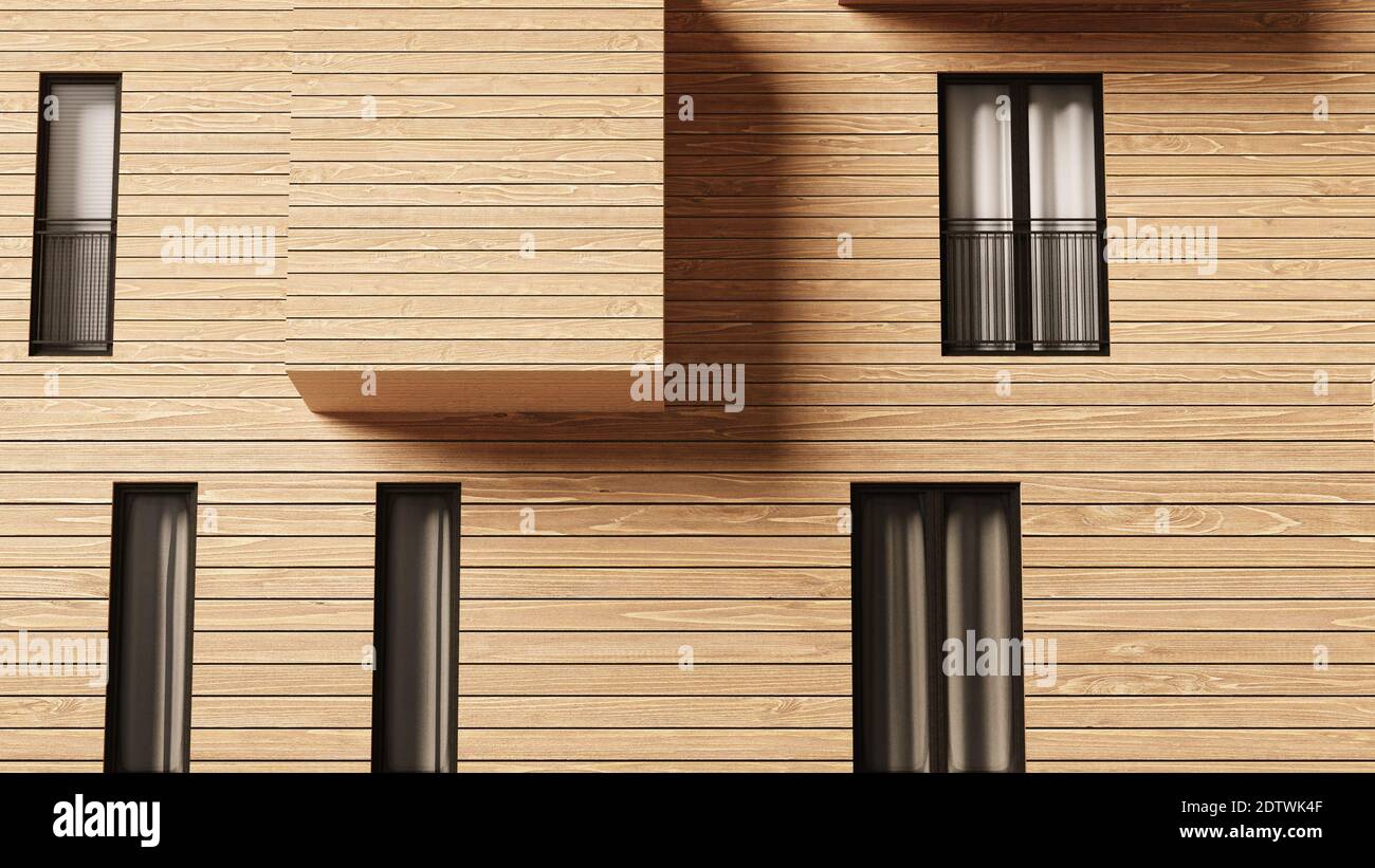 Facade Of A Modern Contemporary Wood Sided Building Stock Photo - Alamy