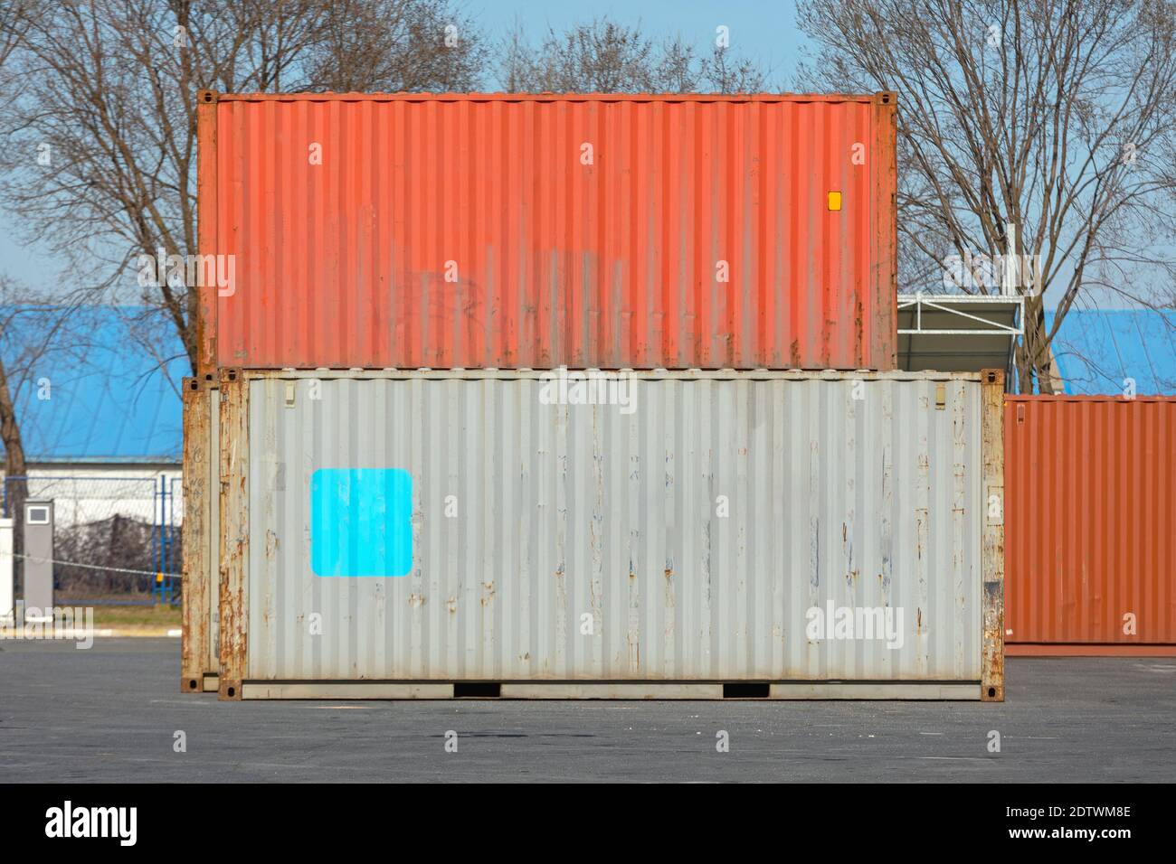 Stacked Cargo Containers at Terminal Depot Yard Stock Photo - Alamy