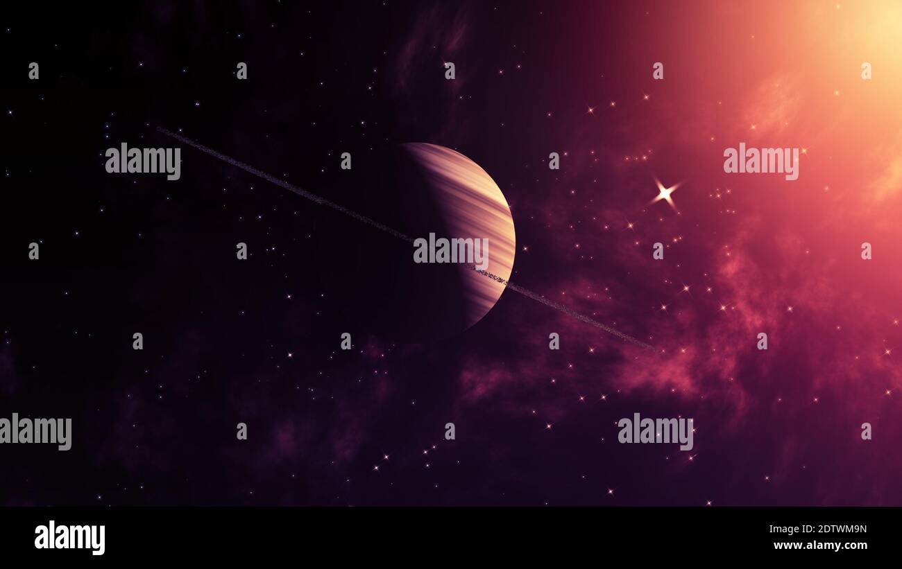 Space Concept Background With Solar Wind, Star Clusters And Gas Giant ...