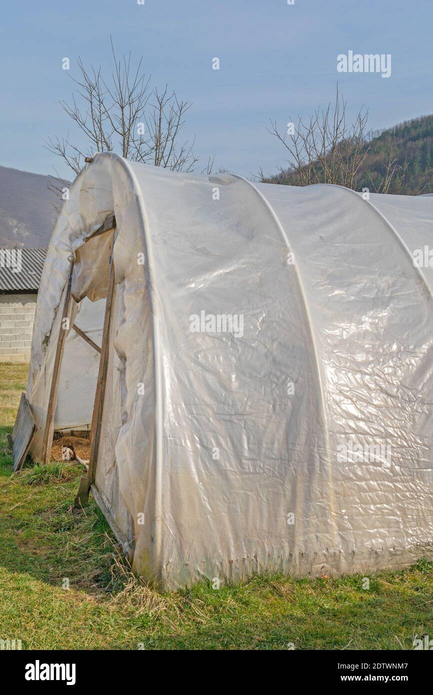 Affordable Plastic Structure Greenhouse at Farm Agriculture Stock Photo ...